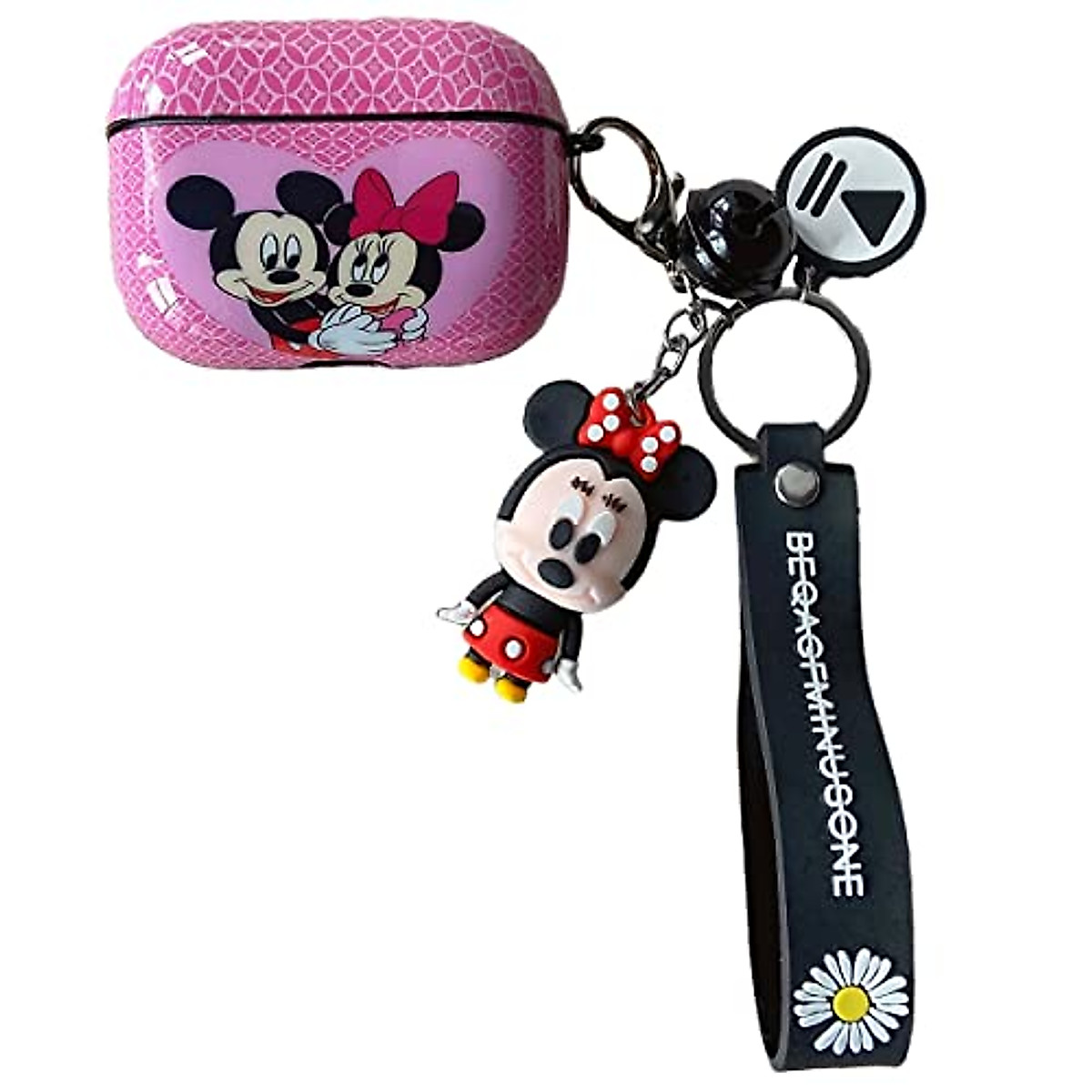Cute Airpod pro Case, Airpod pro Personalise Custom, Airpod pro Case Cover with Keychain/Lanyard Protective Hard Case Skin Portable Shockproof Cover for Women Girls Wireless Airpod pro Case (Minnie)