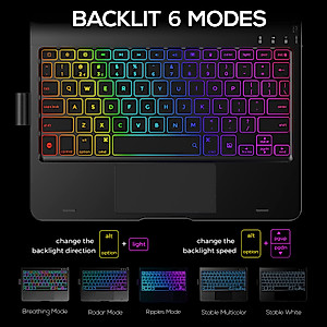 typecase Touch Ultra Case with Keyboard for iPad 9th Generation (10.2", 2021)- Trackpad, RGB Backlight, 360° Rotatable, Thin & Light for 8th Gen (2020), 7th Gen (2019), Air 3, Pro 10.5 (Black)