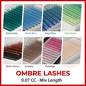 THE LASH SUPPLY Halloween Color Volume Eyelash Extensions, CC Curl, 13-18mm Length, 0.07 Thickness Multi Color, Natural and Long-lasting Curl, Mixed Color Pack, Professional Use Only