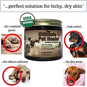 100% Organic Coconut Oil for Dogs & Cats - Virgin Coconut Oil for Dogs Skin and Coat - Dog Lotion for Dry Itchy Skin - Dog Moisturizer for Dry Skin - 16 fl oz - Soothes Itchy Skin Allergies