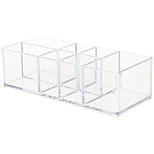 iDesign Divided Bathroom Vanity Organizer for Bathroom, Kitchen, Bedroom, Office, Set of 2, 7" x 3" x 5", Clear