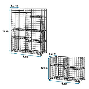 Stackable Wire Basket for Kitchen & Pantry, 4 Tier Countertop & Cabinet Spice Rack with Adjustable Dividers, Metal Spice Organizer Storage Basket for Spice Canned Snack Black