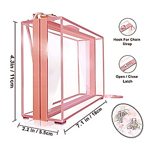 STEVENS PARRA Clear Clutch Purse for Women, use this Transparent Acrylic Bag as a Crossbody/Handbag. Gift Box Included. Small (ROSE GOLD)