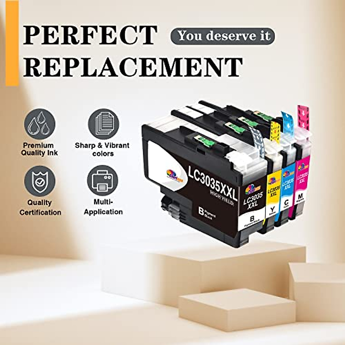 Clorisun LC3035 3035 LC3033 Ink Cartridge Replacement for Brother LC3035 3035 LC3033 3033 with MFC J995DW J805DW J815DW J995DWXL J805DWXL Printer (Black Cyan Magenta Yellow, 4-Pack)