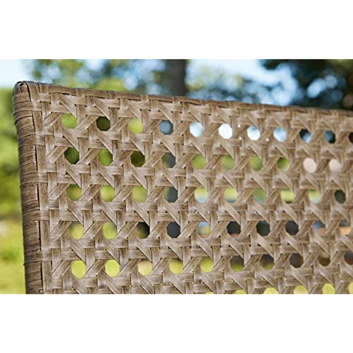 Signature Design by Ashley Braylee Outdoor 2 Piece Patio Driftwood Resin Wicker Cushioned Loveseat and Table, Rustic