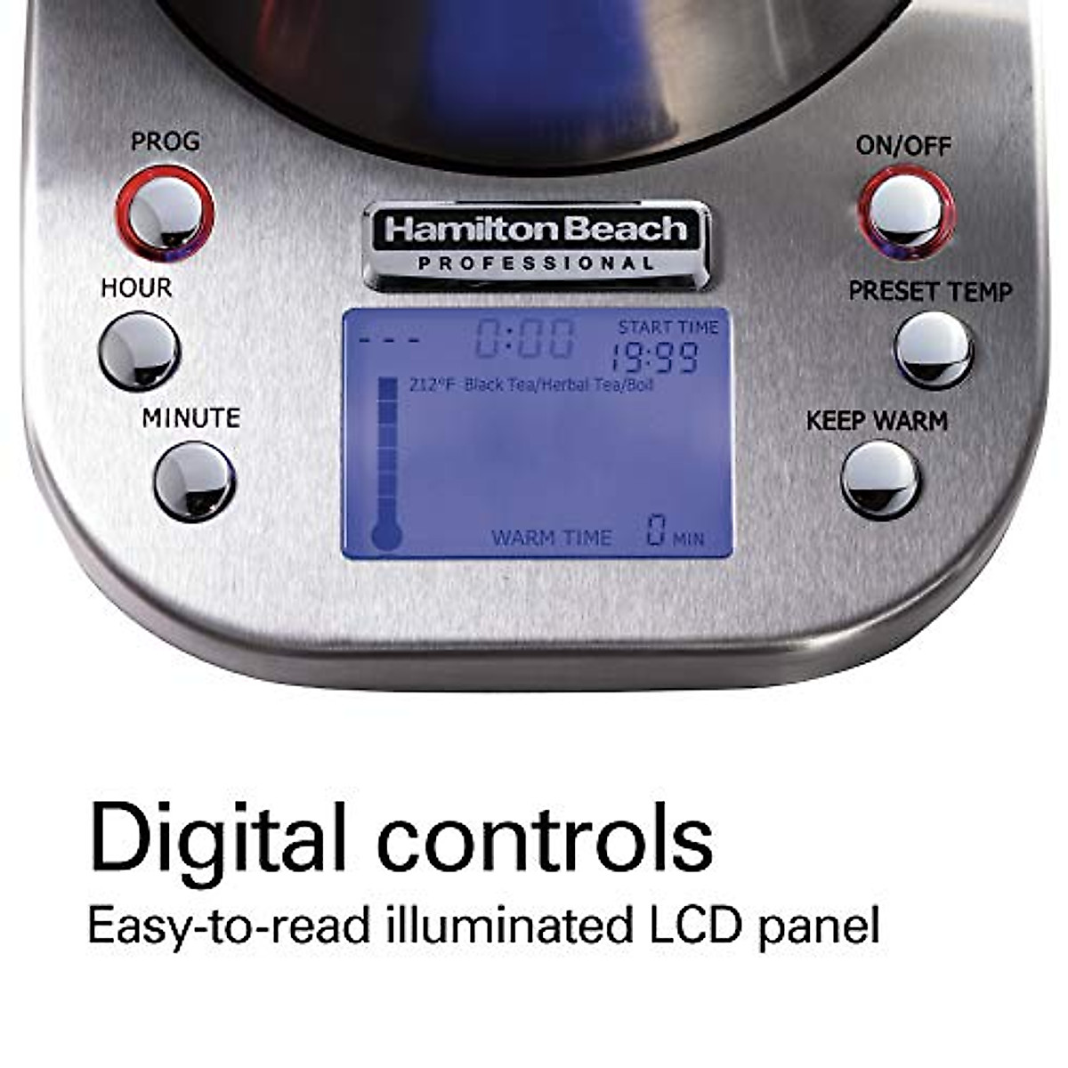 Hamilton Beach Professional Digital LCD Variable Temperature Control Electric Tea Kettle, Water Boiler & Heater, 1.7L, Cordless, Auto-Shutoff & Boil-Dry Protection, Silver (41028)