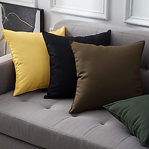 MIULEE Pack of 2 Decorative Outdoor Waterproof Pillow Covers Square Garden Cushion Sham Throw Pillowcase Shell for Spring Patio Tent Couch 18x18 Inch Black