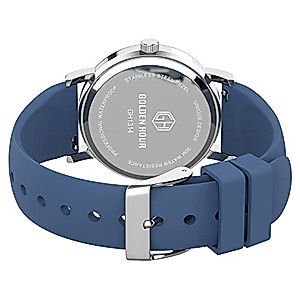 GOLDEN HOUR Waterproof Nurse Watch for Medical Professionals, Students Women Men - Military Time Luminouse Easy Read Dial, 24 Hour with Second Hand, Colorful Silicone Band Navy Blue