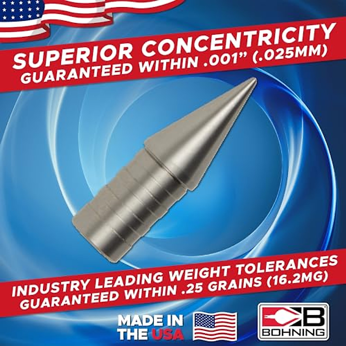 Bohning Match Grade Glue-in Points for Black Eagle® PS27, 250 Grain, 12pk