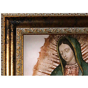 Mom’s Art Studio - Virgen de Guadalupe Wall Decor 44 X 27.75 Inches, Virgin Mary Print, Museum Look Art Frame, Artist’s Acrylic Coating, Wall Art for Home Decor (Large, Gold Spot)