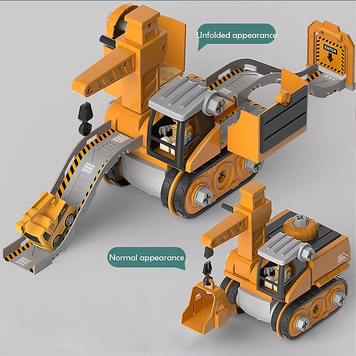 Kids Construction Toys Truck Set, Engineeering Vehicle Palyset, Crane Excavator Bulldozer Forklift, DIY Take Apart Toys with 4 Mini Cars for Age 3-8 Year Old Children, Christmas Birthday Gifts Boys