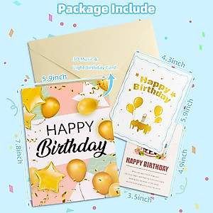 CUISH Birthday Cards with Lights & Music & Candle, 3D Pop Up Musical Happy Birthday Greeting Cards Decoration Gifts for Women Man Girl Boy Daughter Son