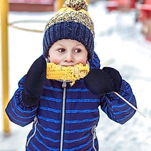 SATINIOR 6 Pairs Polar Toddler Fleece Ski Mittens Gloves Winter Gloves kids Fleece Mittens for boys and girls (Black, Royal Blue, Navy Blue, Rose Red, Wine Red, Pink), Medium