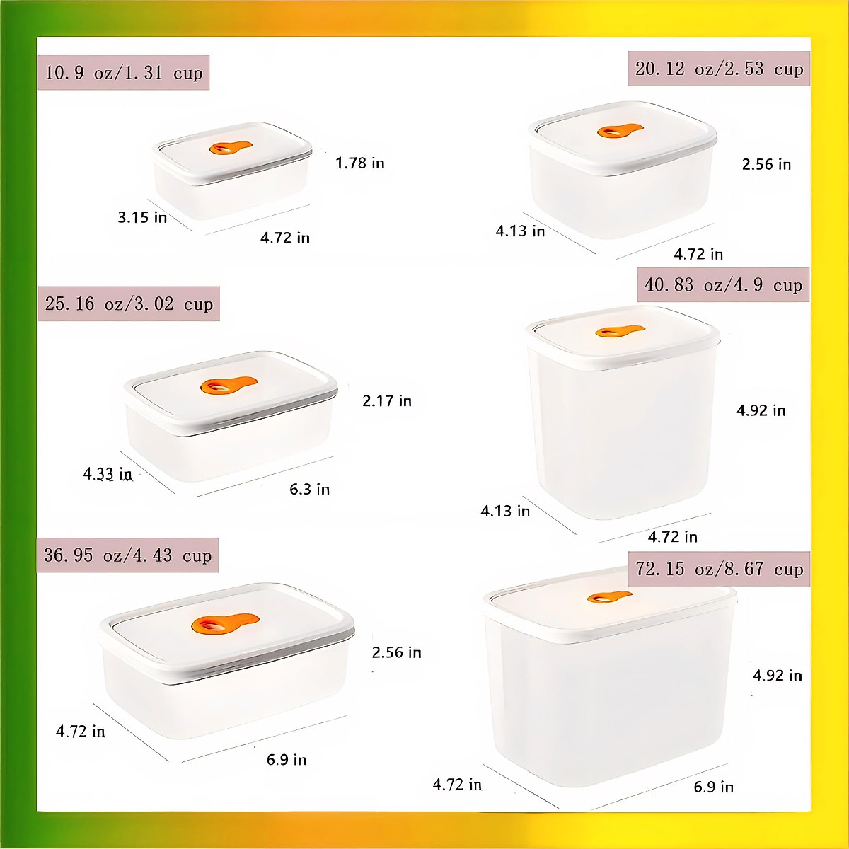 LUQPX 6 Pack Small Plastic Food Storage Containers with Lids & Labels, BPA-Free Food Grade Reusable Lunch Box for School/Work/to go, Freezer Storage Box for Leftovers/Dessert/Sauces/Jam/Oatmeal/Fruits