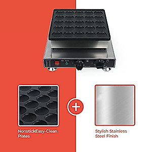 Multifunction Mini Pancakes Maker Machine,Commercial Electric Dutch Pancakes Baker Maker,25PCS Muffin Iron with 2 Interchangeable Nonstick Baking Plates for Home,Restaurants,Kitchen,Snack Bar…