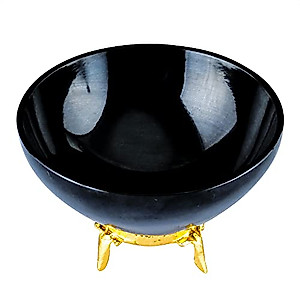 FASHIONZAADI Black Decorative Bowl - Wiccan Altar Supplies - Bowl Decor - Living Room Accessories - Reiki Gifts - Black Tourmaline Crystal - Good Luck - Home Decor Tray Dish