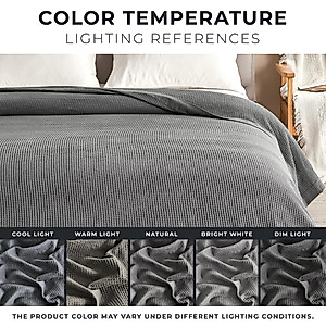 Great Bay Home 100% Cotton Light Grey Waffle Weave Twin Blanket | Lightweight and Breathable | Soft Versatile Grey Bed Blanket | Perfect for Layering Cotton Blanket | Hazel Collection