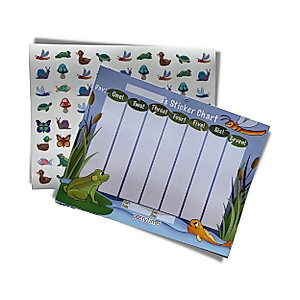 Potty Time:The Original Potty Watch|Water Resistant,Toilet Training Aid,Warranty(30|60|90 Min Auto Timers w/Music & Flashing Lights for Fun & Gentle Reminders) Blue, Pond Sticker Chart & Battery Kit