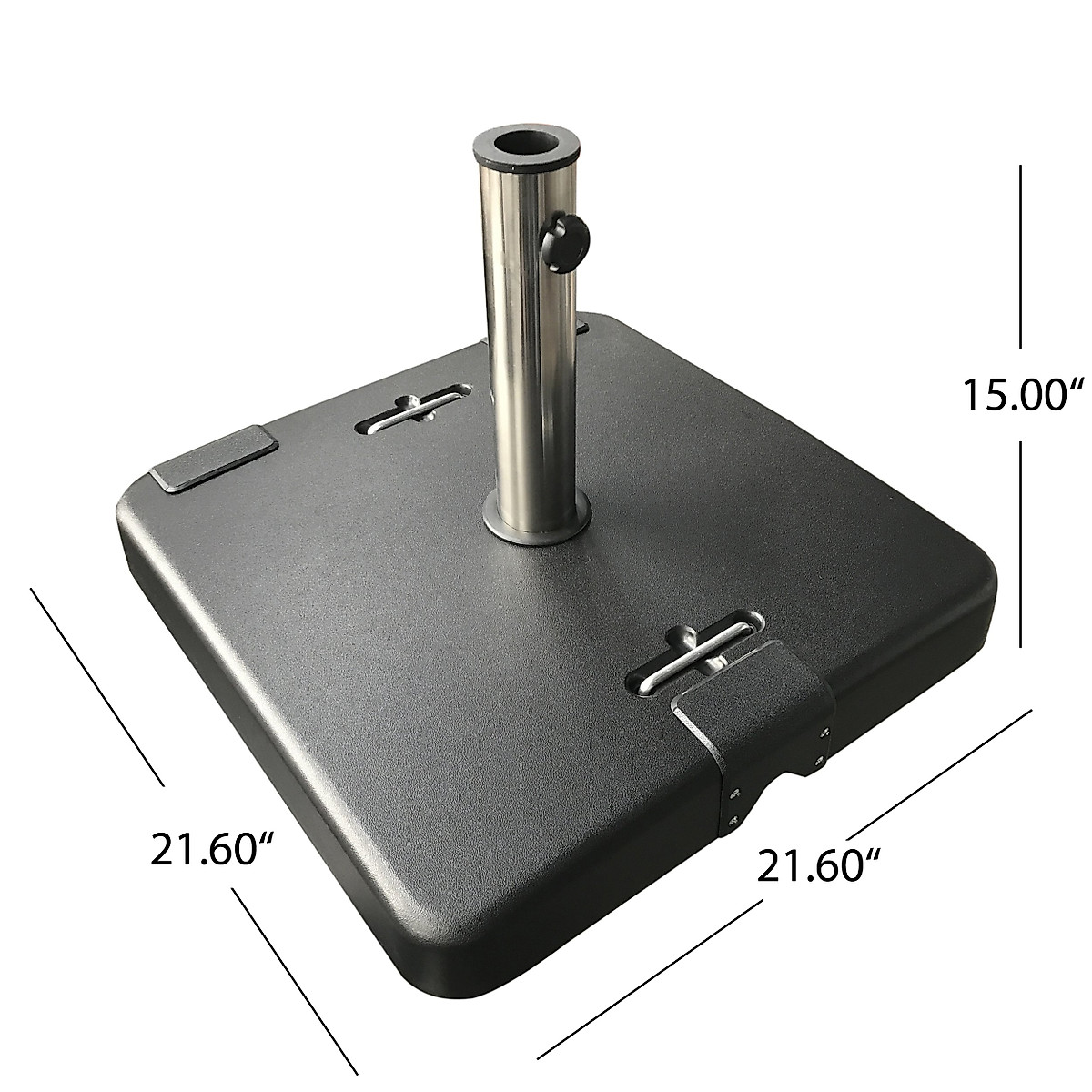 Christopher Knight Home Larissa Outdoor 119lb Concrete Square Umbrella Base with Stainless Steel Collar, Black