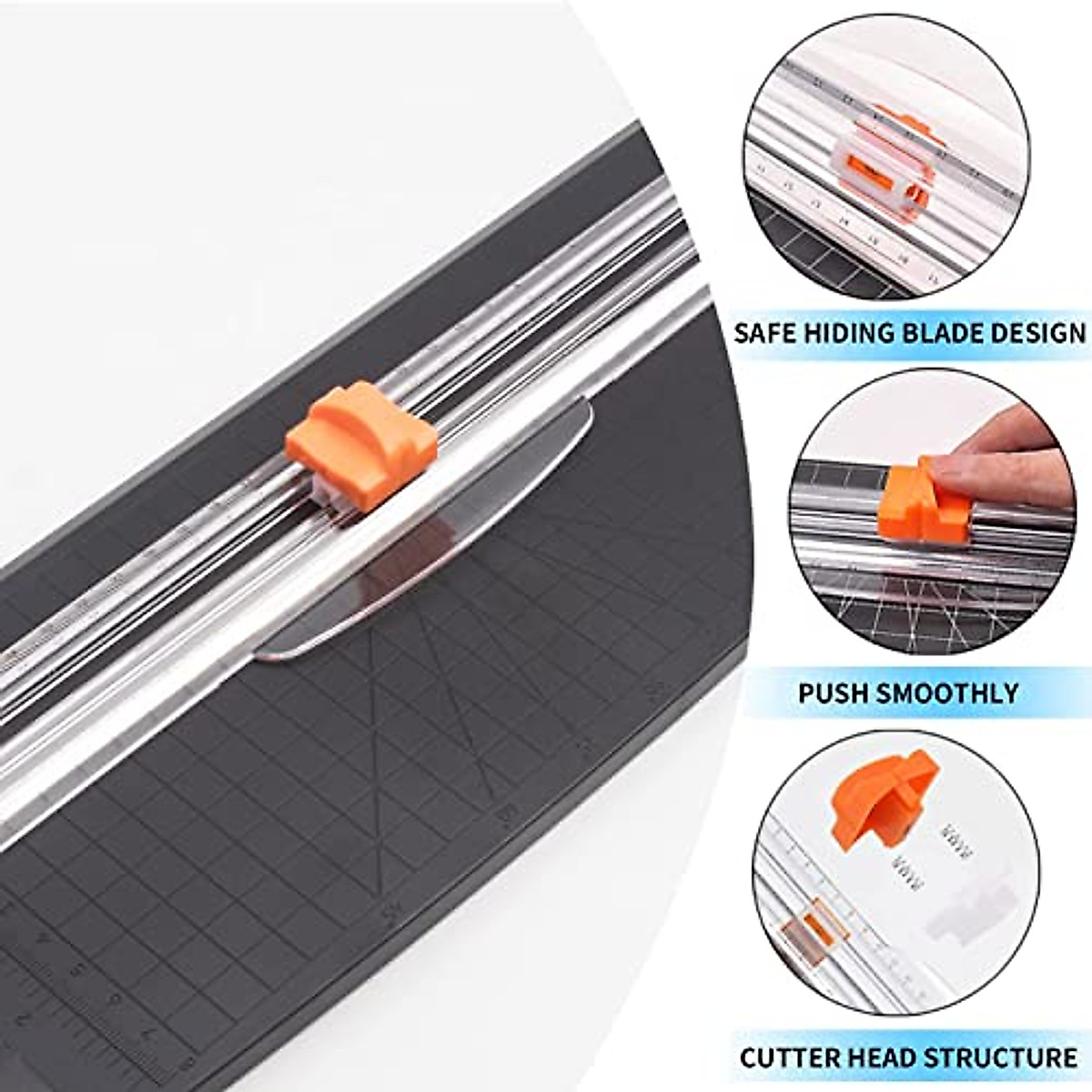 ZEQUAN Paper Cutter Blades, Paper Trimmers Replacement Blades with Safe Hiding Blade Design, Orange 1 x 1 x 0.86 in
