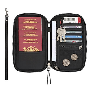 vadoworld Family Passport Holder Wallet, RFID Blocking, Travel Essential for Men and Women, Travel Document Organizer (Black)