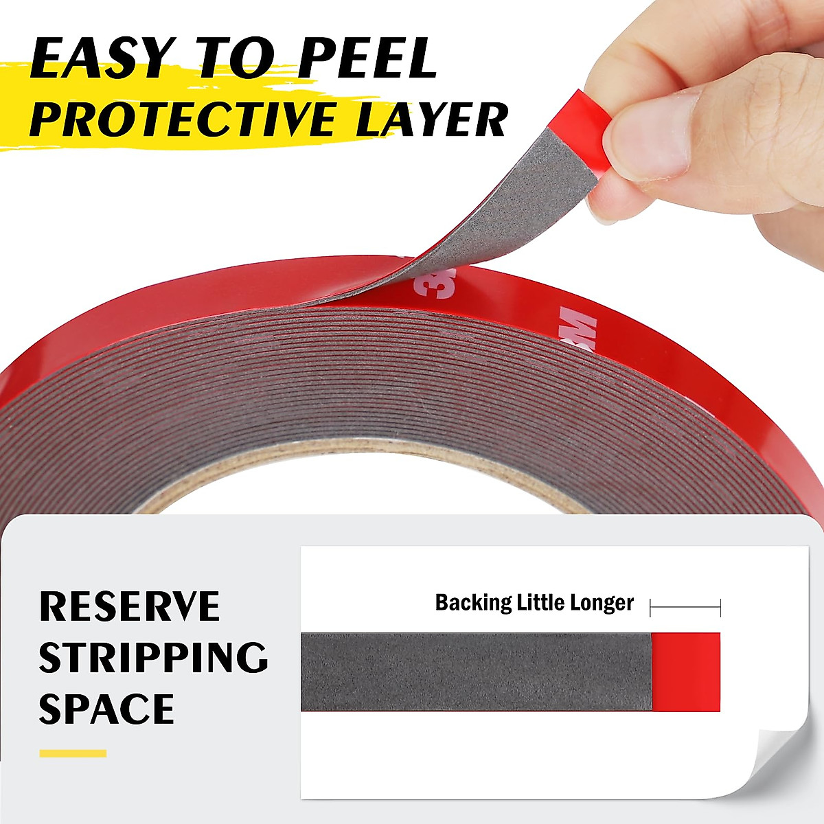 Double Sided Tape, Heavy Duty Mounting Tape, 33FT x 0.4IN Adhesive Foam Tape 3M Quality for Home Office Car Automotive Decor