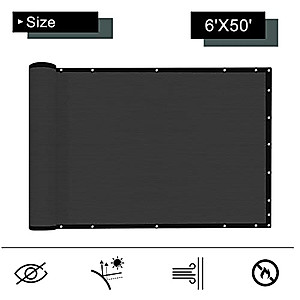 SUNNY GUARD Privacy Screen Fence 30' x 25' Black Heavy Duty Dustproof Denoise Fencing Mesh Fabric Shade Net Cover for Outdoor Wall Garden Yard Pool Deck(We Make Custom Size)