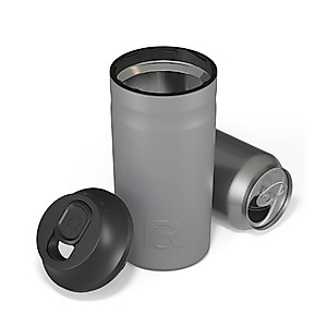 RTIC Can Chiller with Slider Lid, Graphite, Fits Various Sizes Including 12oz, 16oz, & Slim Cans, Double Wall Vacuum Insulated, Stainless Steel, Sweat Proof