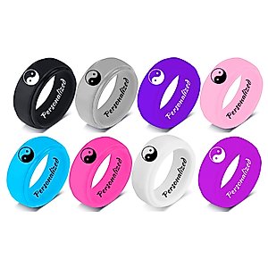 MZZJ 8 Pack-Personalized Silicone Rings Tai Chi Yin Yang Feng Shui Peace Balance 8MM Breathable Rubber Step Edge Comfort Fit Inspirational Rings Wedding Band,Graduation Gift,Size 6-12