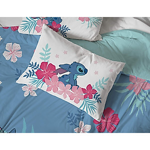 Jay Franco Disney Lilo & Stitch Paradise Dream Queen Sheet Set - 4 Piece Set Super Soft and Cozy Kid’s Bedding - Fade Resistant Microfiber Sheets (Official Disney Product)