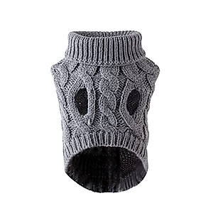 Cnarery Knitted Turtleneck Dog Sweaters, Warm Pet Sweater, Cute Knitted Classic Dog Sweater for Autumn and Winter Cold Weather Puppy Clothes(Gray)