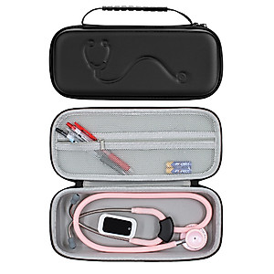STUKCAZE Hard Stethoscope Case for 3M Littmann Classic III, Lightweight II S.E, MDF Acoustica Stethoscope, Stethoscopes Carrying Case with Mesh Bag for Nurse Accessories Gauze Penlights Cotton Swabs