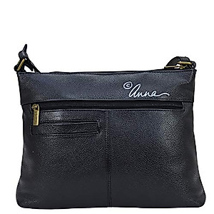 Anna by Anuschka Women s Anna Handpainted Anuschka Women Genuine Leather Medium Crossbody Handbag Hand Painted Exterior Stars and Stripe, Stars Stripes Black, One Size US