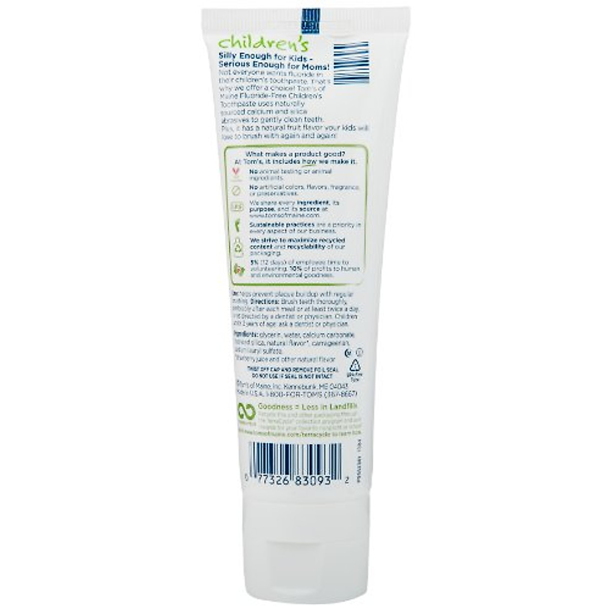 Tom's of Maine Natural Children's Fluoride Free Toothpaste, Silly Strawberry, 4.2 Ounce