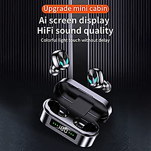 SSZMDLB Wireless Bluetooth Headphones HiFi Stereo Sound Touching Headset Sport Waterproof Earphones with Microphone LED Display with Mini Charging Bay