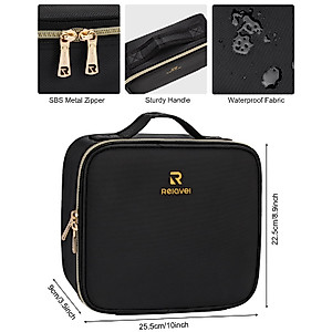 MONSTINA Makeup Train Cases, Professional Travel Makeup Bag, Portable Organizer Storage Bag for Cosmetics Makeup Brushes Toiletry Travel Accessories Black Small