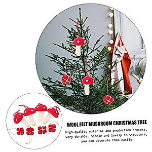 SAFIGLE 8pcs Wool Felt Pendant Crutches Ornament Mushroom Home Decor Mushroom Ornament Felt Christmas Ornaments Xmas Tree Pendants Felt Mushroom Xmas Themed Pendants Felt Xmas Ornaments