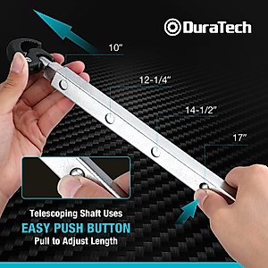DURATECH Telescoping Basin Wrench, Sink Wrench, Adjustable 3/8'' to 1-1/4'' Capacity Jaw with 10" to 17" Extendable Handle, for Tight Space