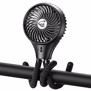 Auto Oscillating Stroller Fan, USB Rechargeable Battery Powered Baby Fan, 3 Powerful & Quiet Speeds 90° Oscillation Portable Fan with Flexible Tripod for Stroller Car Seat Crib Desk Camping Travel