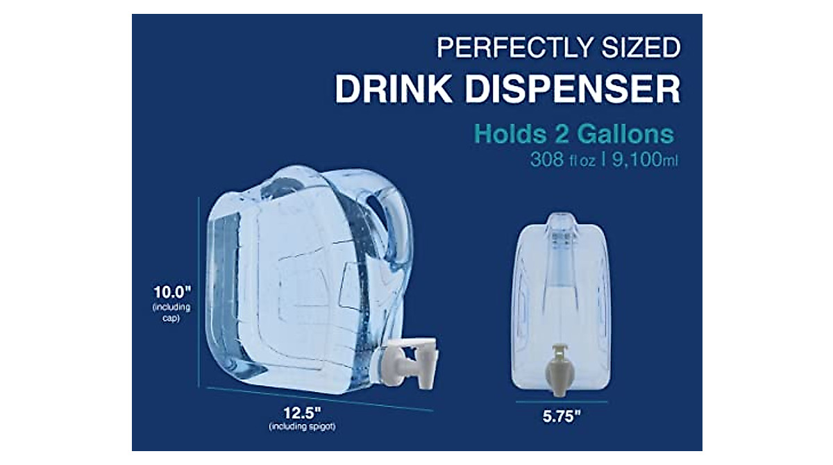 Arrow Ultra Drink Dispenser 2 Gallon BPA Free for Fridge & On-the-Go