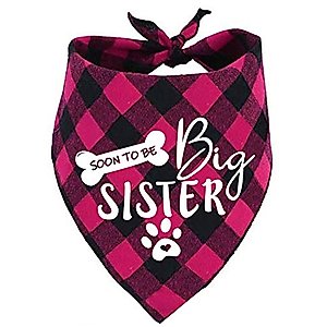 Big Sister Dog Bandana, Reversible Plaid Triangle Bibs Pet Scarf
