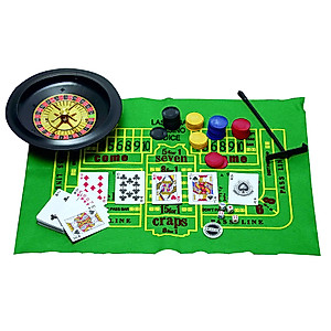 5 in 1 Casino Games Set Roulette,Poker, Black Jack, Craps, has Chips,Mats, Dices, Cards,