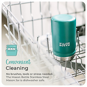 Mason Bottle Stainless Steel Mason Jar (Lid NOT Included) - Insulated Mason Jar - BPA-Free, Single-Wall, Regular-Mouth - Snack Cup, Smoothie Cup for Kids (16oz, Green)