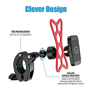 WixGear Universal Magnetic Bicycle & Motorcycle Handlebar Phone Holder for Cell Phones and GPS with Fast Swift-Snap Technology,