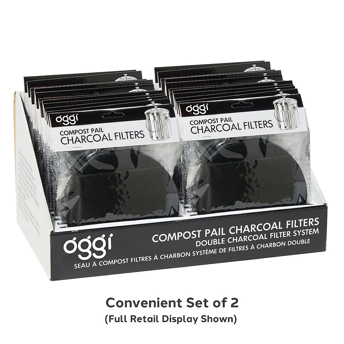 OGGI Set of 2 Charcoal Filters- Replacement Charcoal Filter for Countertop Compost Bin with Lid, Eco Friendly Products
