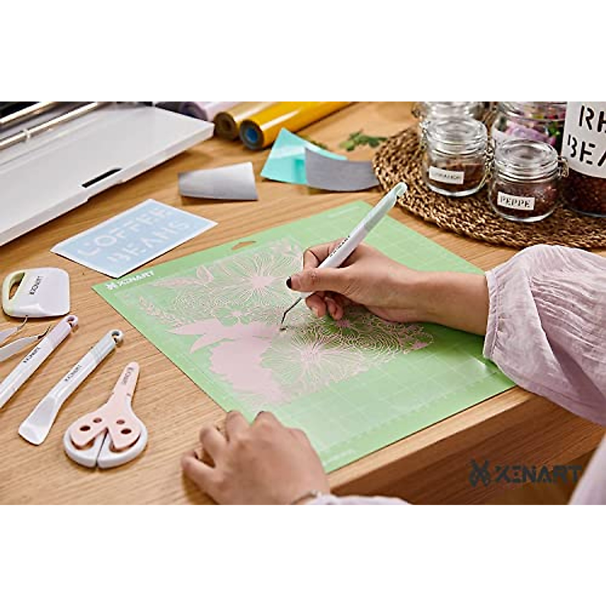 Xinart Cutting Mat For Cricut Maker 3,Maker,Explore 3,Air 2,12x12 Inch 3 Mats Variety Pack,Green Blue Purple Adhesive Sticky Replacement Cutting Mats For Cricut