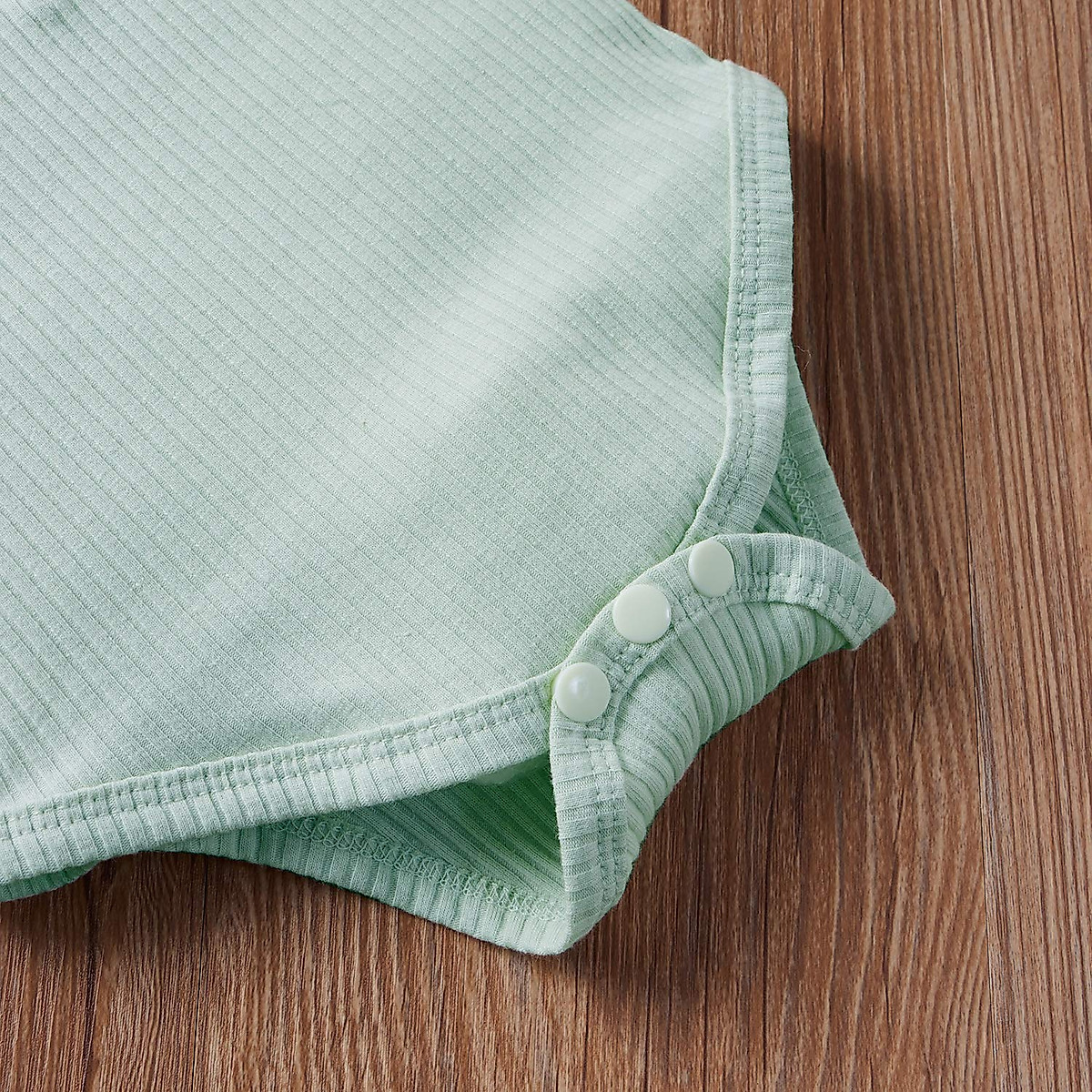 Meiweileya Newborn Baby Boy Girls Clothes Solid Ribbed Short Sleeve Romper Shorts Set Summer Outfits (Light Green, 0-3 Months)