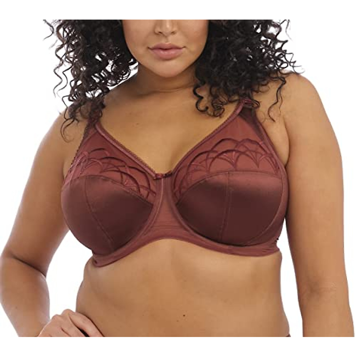 Elomi Women's Plus Size Cate Underwire Full Cup Banded Bra, Dark Copper, 40K