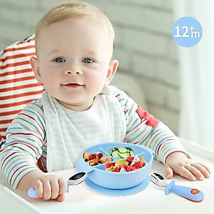 Toddler Utensils Baby Forks and Spoons, Baby Training Utensils Self Feeding Toddler Silverware Stainless Steel Kids and Toddler, Designed for Self Feeding Flatware Set with Travel Carrying 12m+