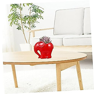 Angoily Plants Outdoor Container for Plant Desktop Decorations Bonsai Red Decor Cartoon Small Office Nursery Cute Pots/Planter/Container Pot Elephant Containers Home Shape Creative Table